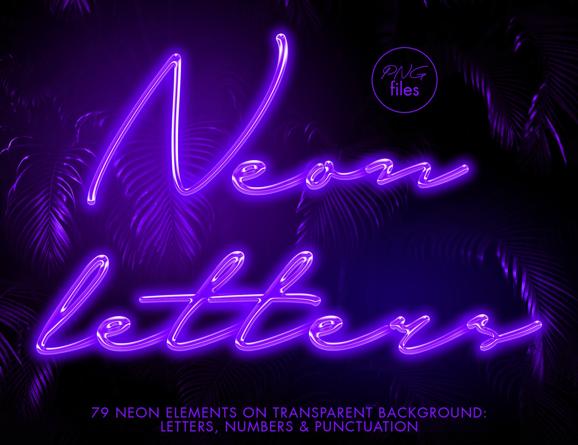 Violet Neon Alphabet Clipart Neon Uv Letters Clipart Digital | Etsy