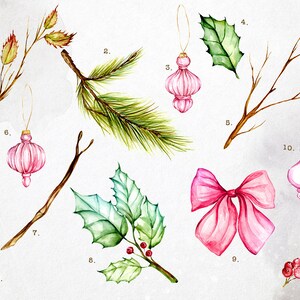 Hand Painted Watercolor Clipart, Christmas Clipart, Watercolour ...