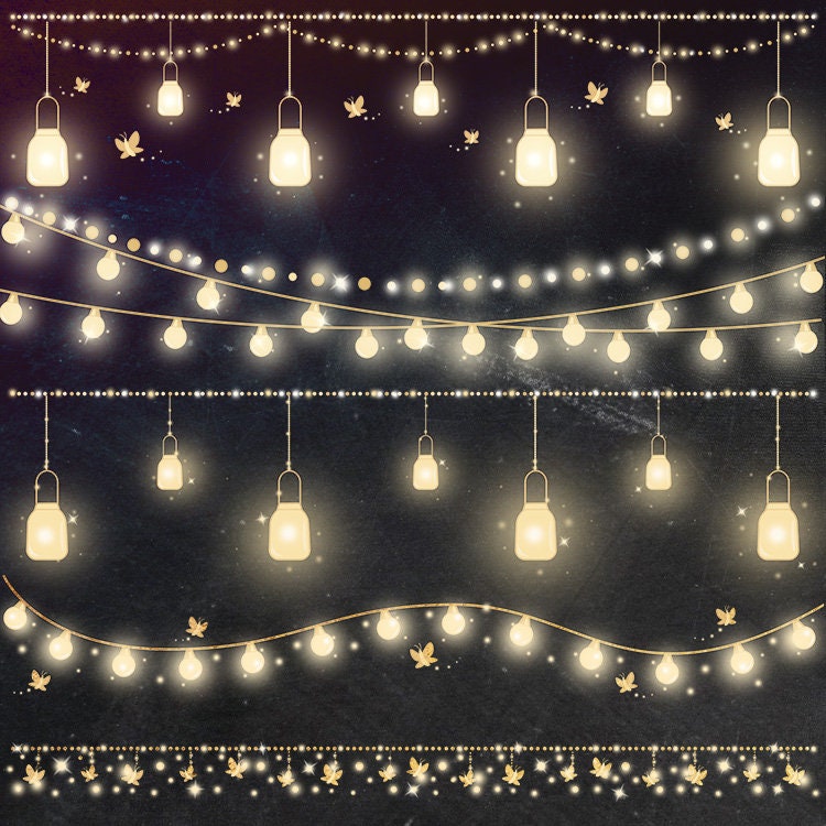 Warm String Lights Clipart, Bunting Overlay (PNG Digital Download) - Etsy