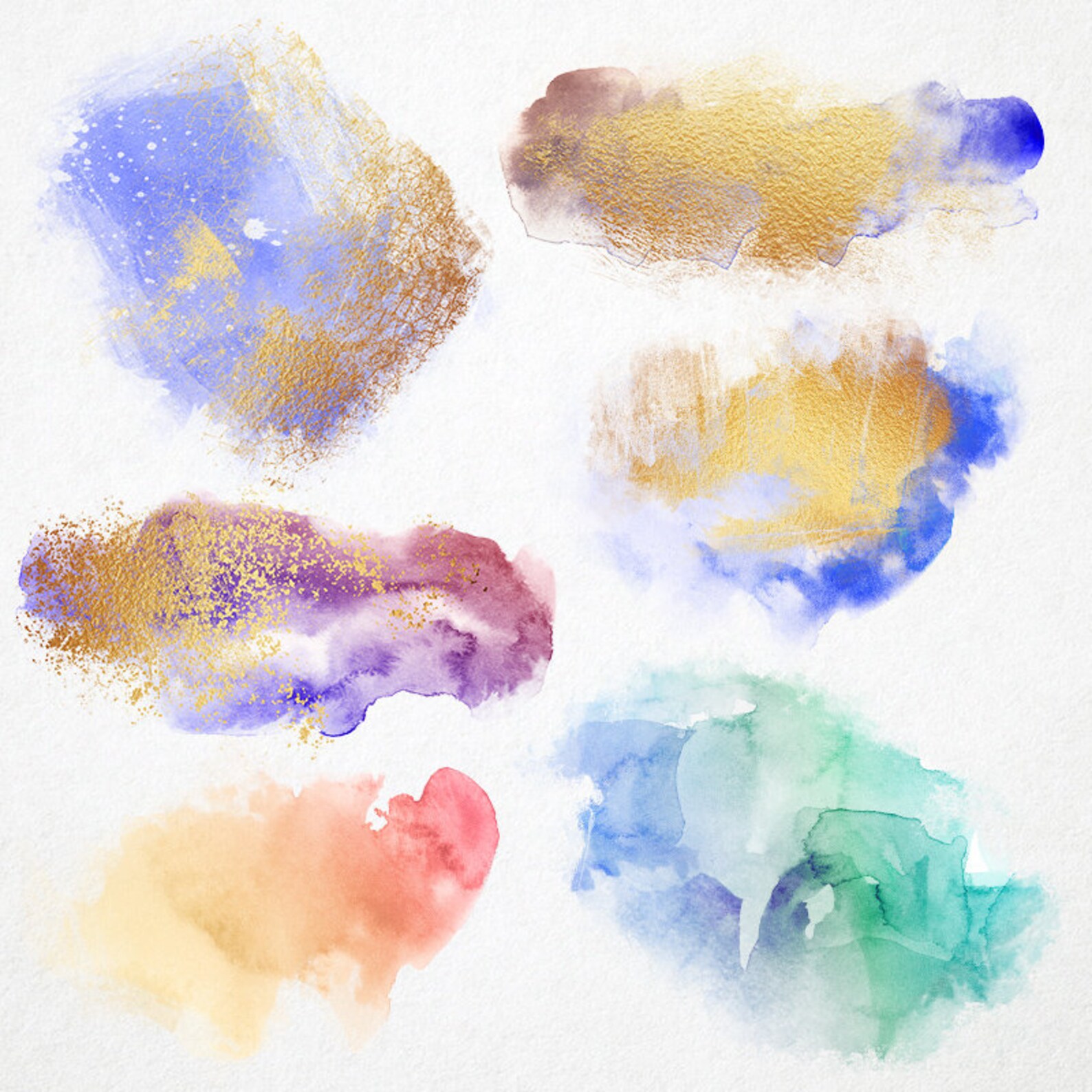 Watercolor paint splatters with gold dust Gold dusted brush | Etsy