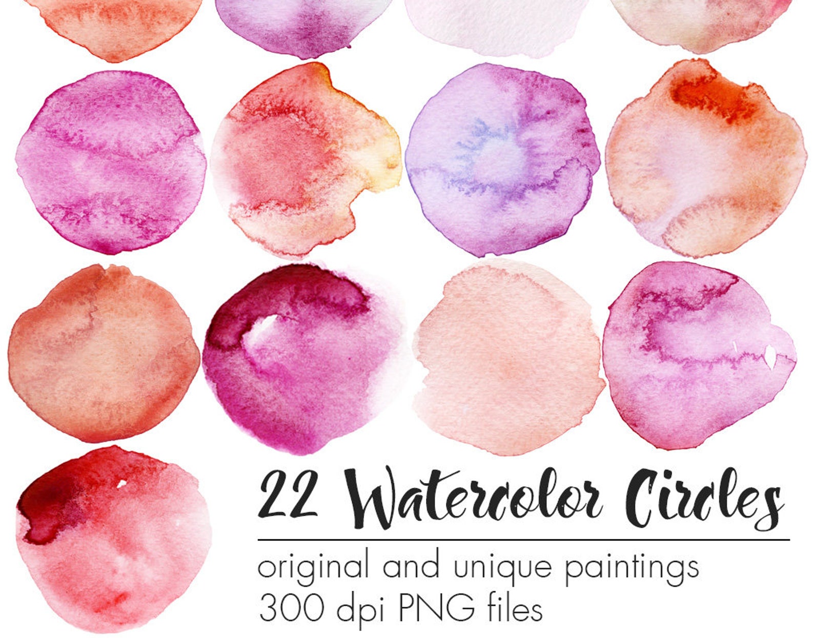 Buy 3 Pay for 2 Pink Watercolor Circles Clipart Red | Etsy
