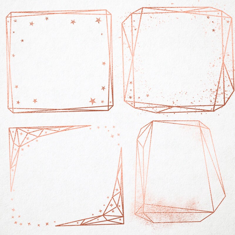 Rose Gold Dusted Crystal Frames Clipart Rose Gold Polygonal - Etsy