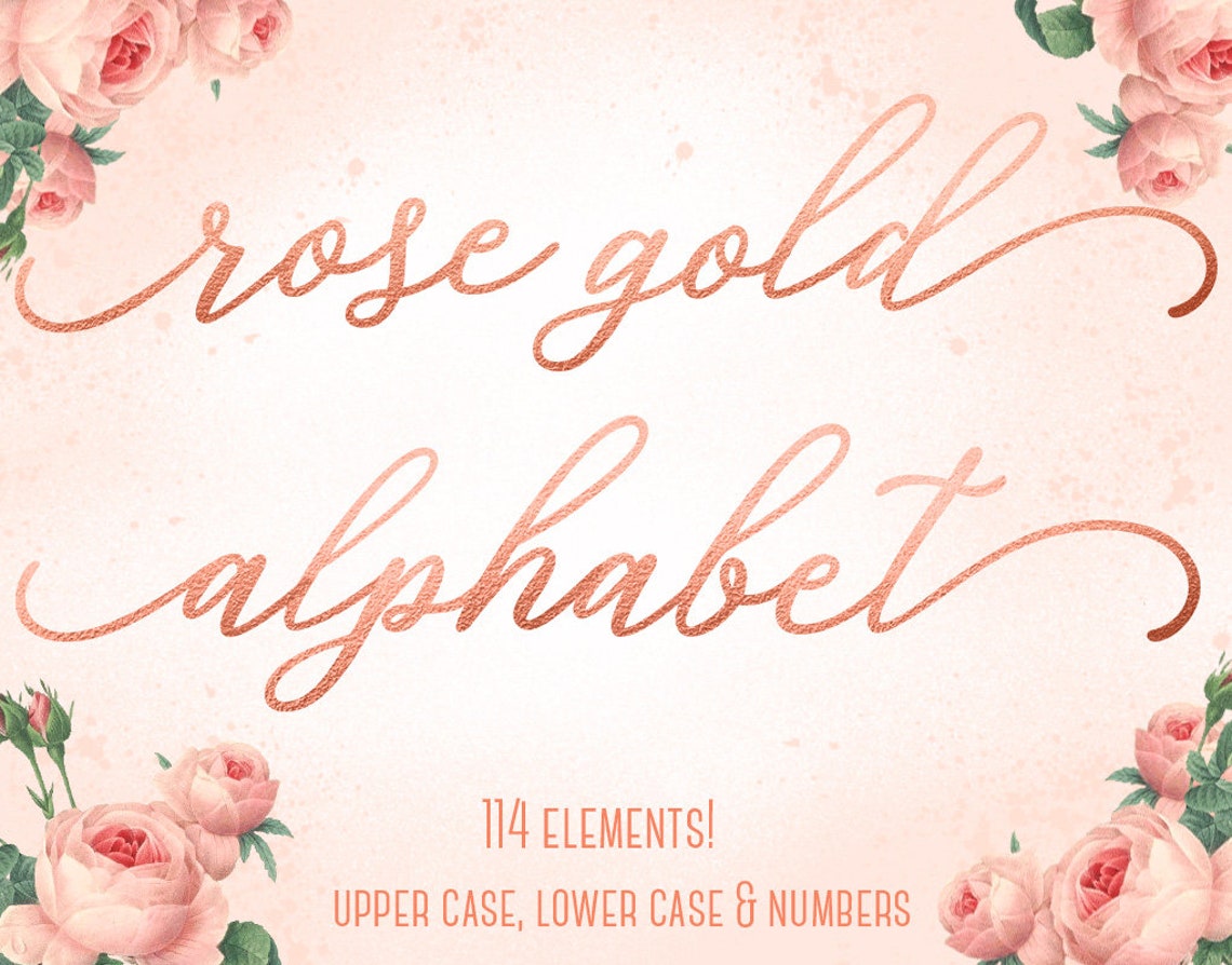Rose Gold Alphabet Clipart Rose Gold Foil Alphabet Rose Gold - Etsy
