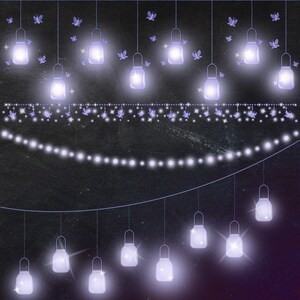 Moonlight String Lights Clipart, Mason Jars, Fairy Lights, Bunting ...