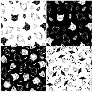 Halloween Seamless Patterns, Black and White Halloween Digital Papers ...
