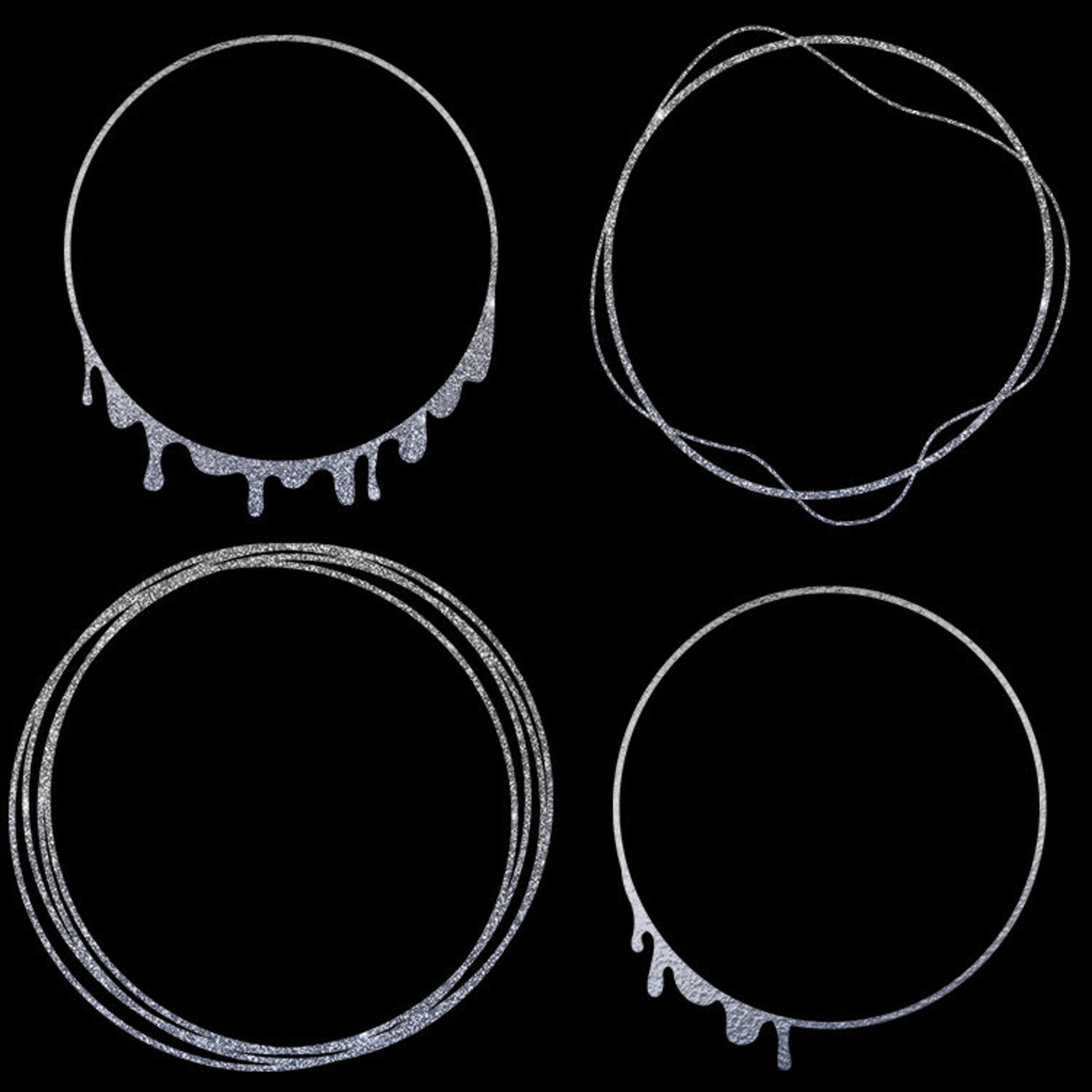 Silver Round Frames Clipart Silver Circles Clipart Circle - Etsy