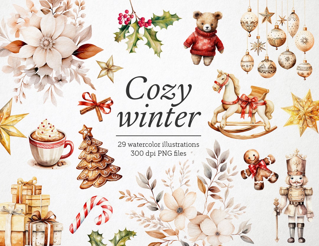 Watercolor Christmas Clip Art, Christmas Clipart, Winter Clip Art ...