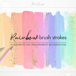 Rainbow Brush Strokes Clipart, Rainbow Watercolor Brush Strokes Clip ...