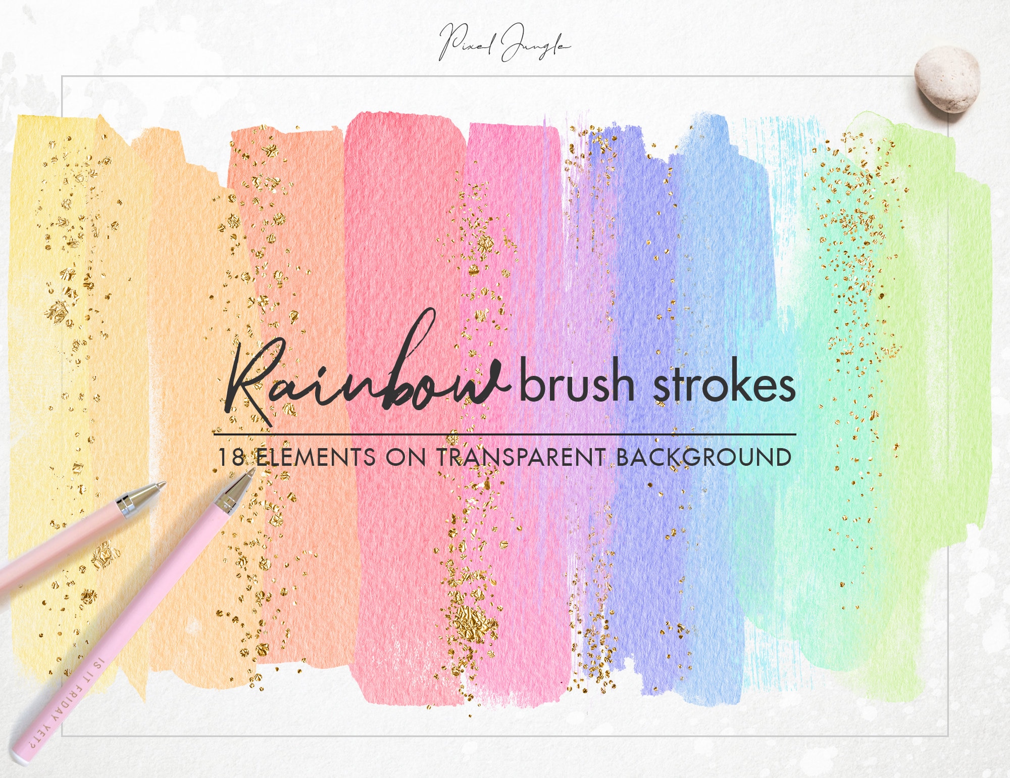 Rainbow Brush Strokes Clipart Rainbow Watercolor Brush - Etsy
