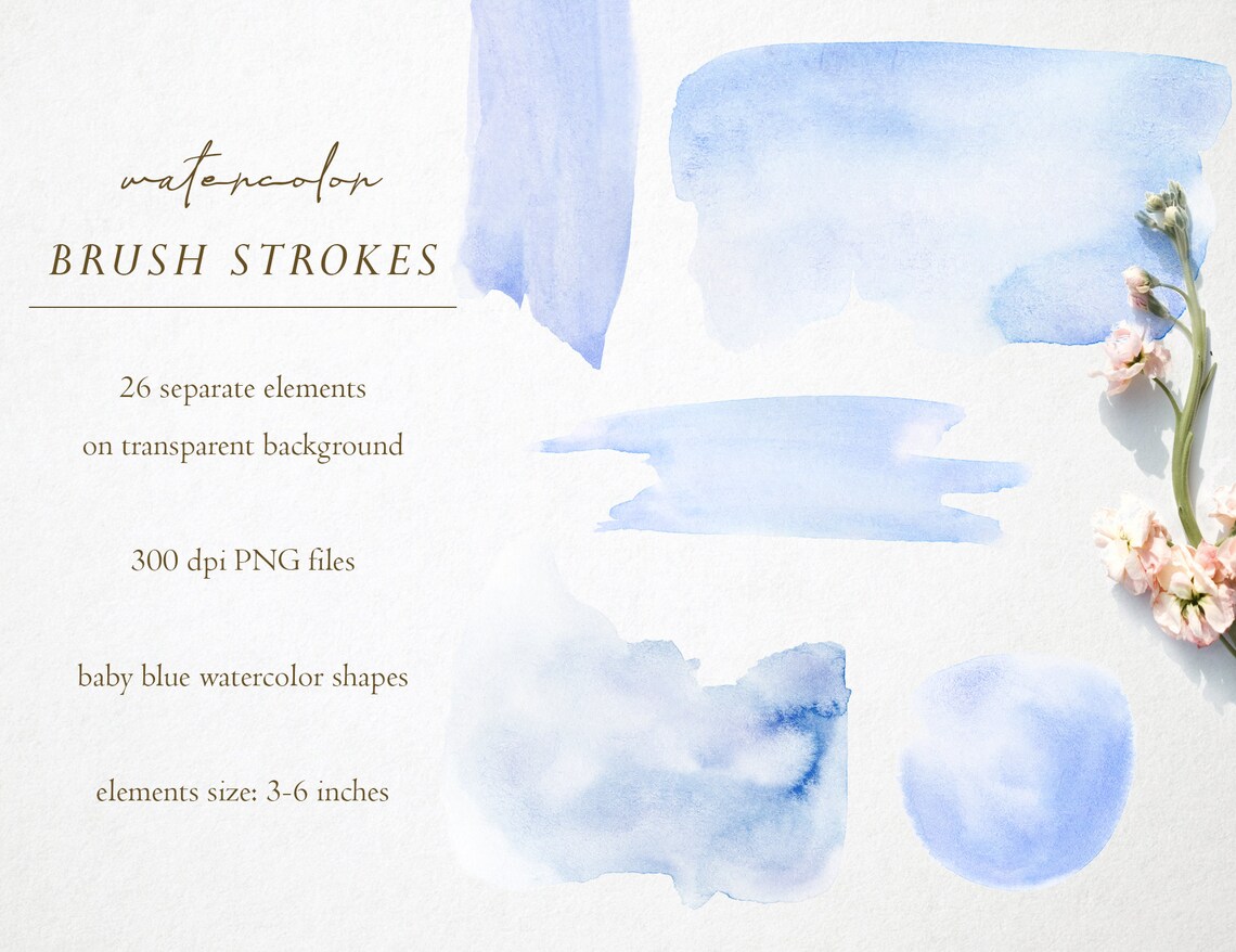 Baby Blue Watercolor Shapes on Transparent Background - Etsy