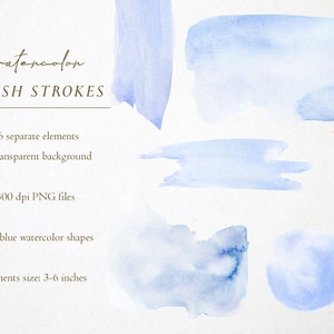 Baby Blue Watercolor Shapes on Transparent Background, Watercolor ...