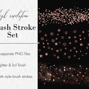 Rose Gold Confetti Brush Strokes, Rose Gold Foil Brush Strokes, Rose ...