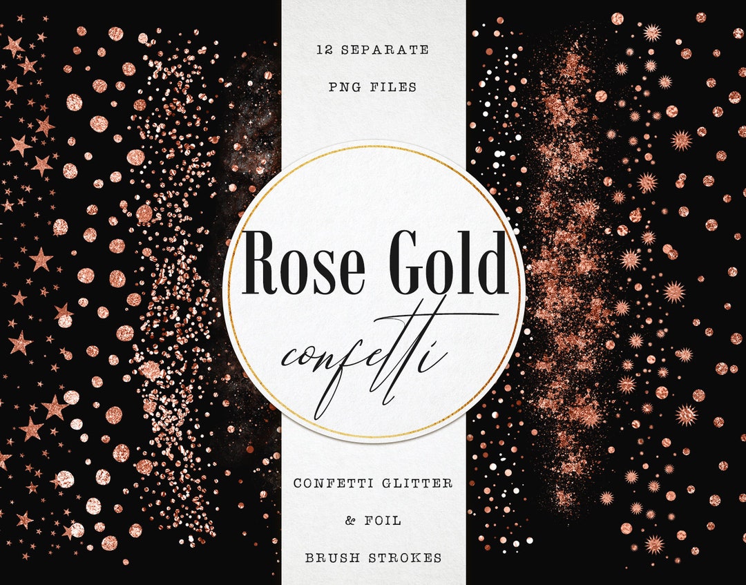 Rose Gold Confetti Brush Strokes, Rose Gold Foil Brush Strokes, Rose ...