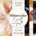 Watercolor & Gold Confetti Digital Paper, 5x7 Papers, Watercolor ...