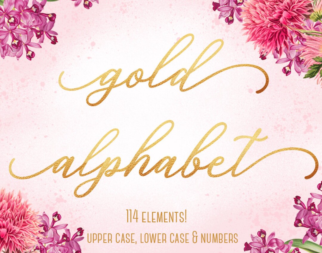 Gold Alphabet Clipart, Gold Font, Gold Foil Alphabet, Gold Letters ...