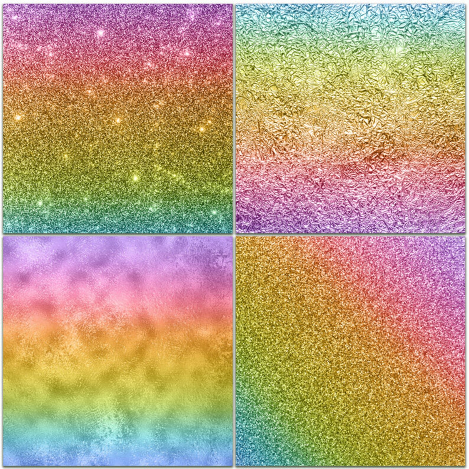 Rainbow Foil and Glitter Digital Paper Rainbow Digital - Etsy