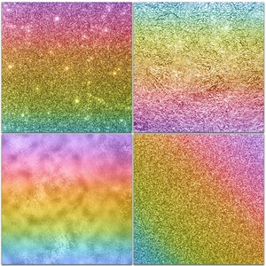 Rainbow Foil and Glitter Digital Paper, Rainbow Digital Papers, Rainbow ...