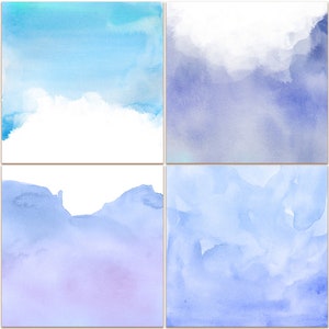 Blue Ombre Watercolor Digital Paper, Watercolor Texture, Watercolor ...