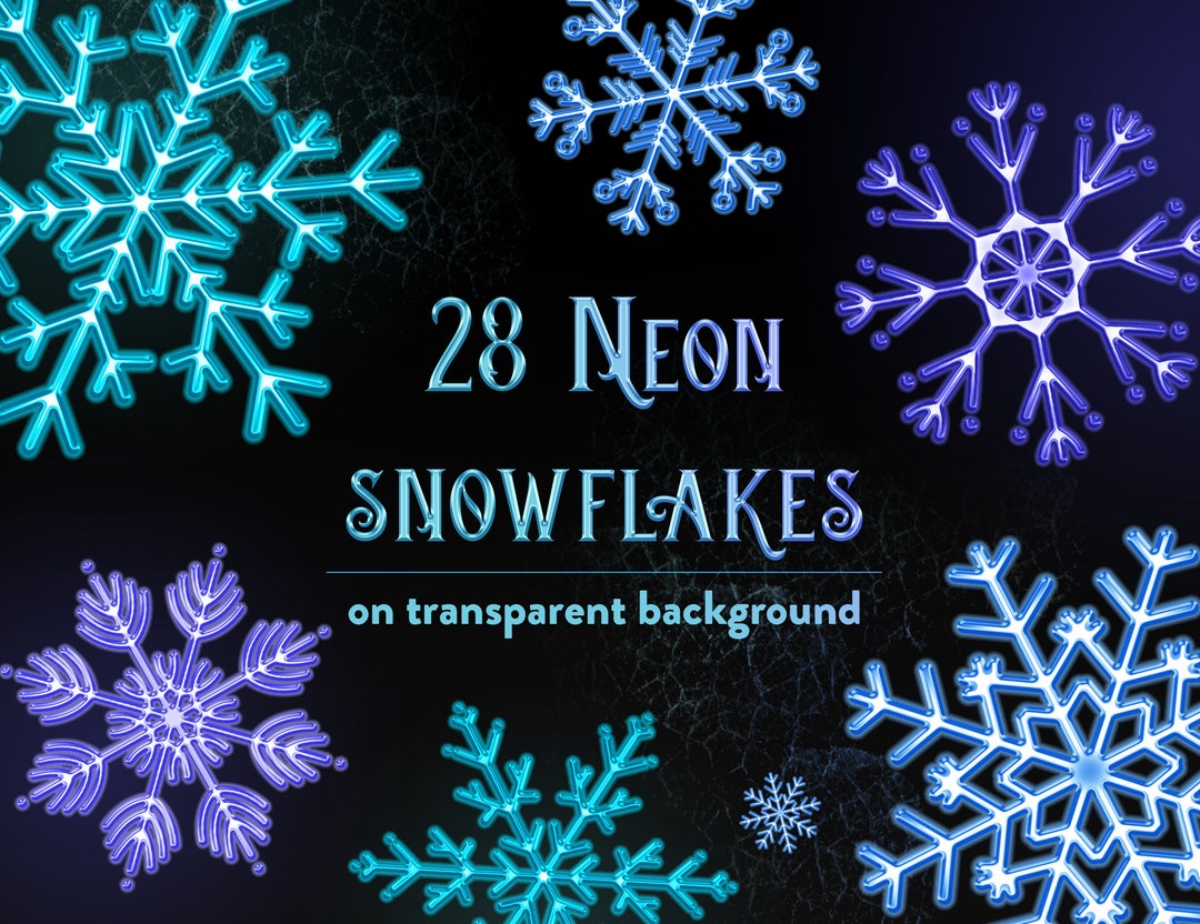 Neon Snowflakes Clipart: Winter PNG Overlays (digital Download) - Etsy