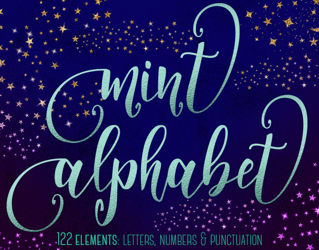 Mint Foil Alphabet Clipart, Mint Font, Mint Green Alphabet Clip Art ...