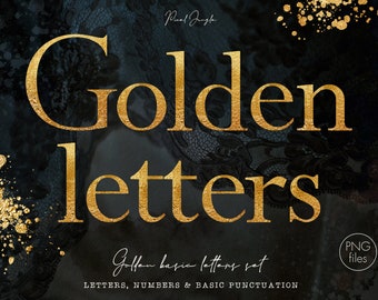 Gold Foil Alphabet, Gold Letters, Gold Numbers, Gold Font, Gold ...