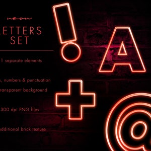 Neon Alphabet Clipart, Neon Letters, Neon Font Clipart, Red Font, Red ...