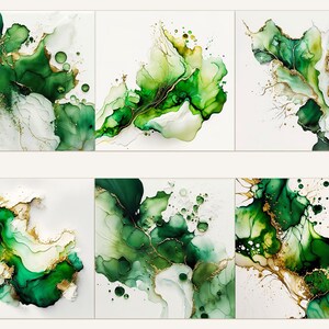 Alkohol Ink Backgrounds, Green and Gold Alkohol Ink Wallpaper, Alkohol ...