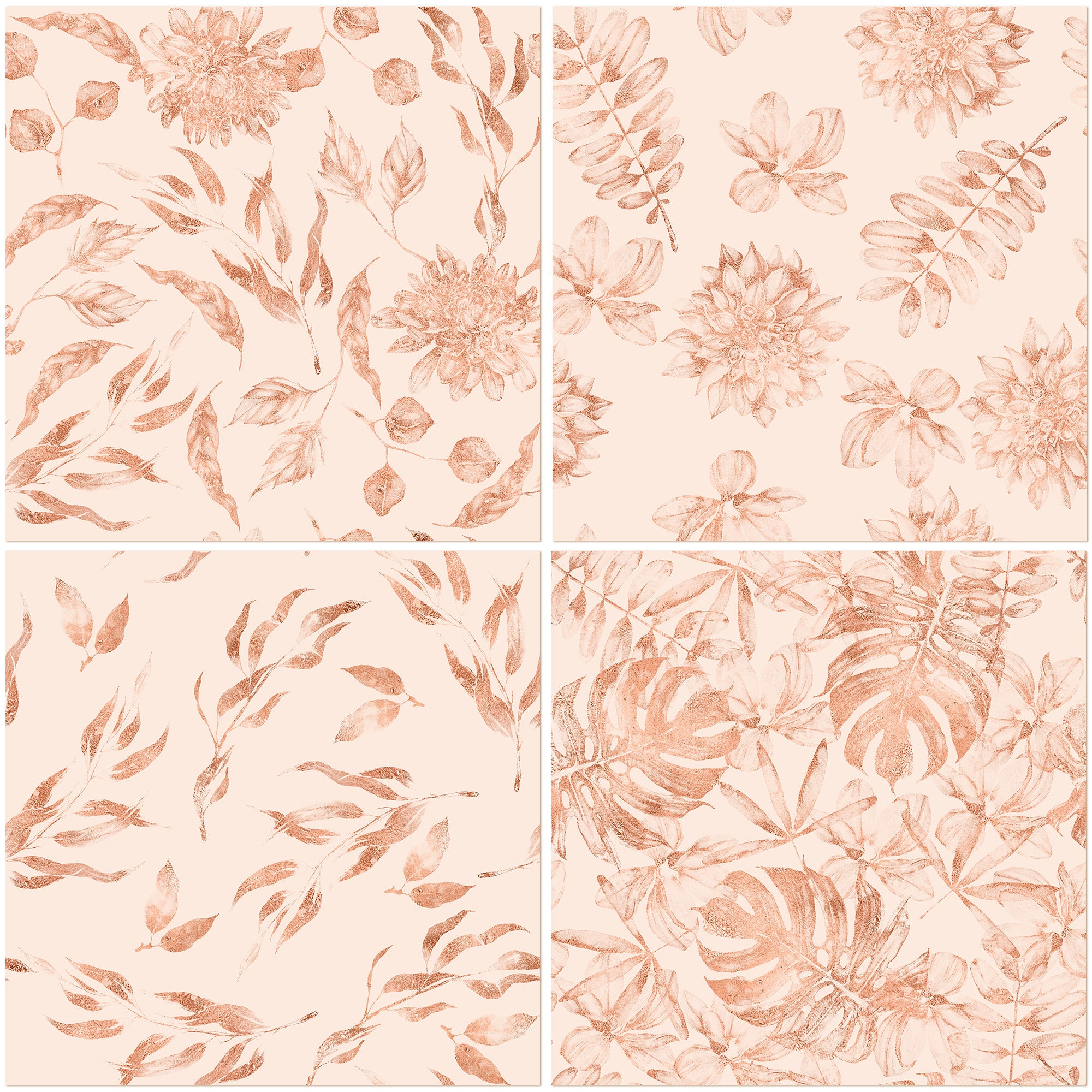 Rose Gold Seamless Floral Patterns Seamless Digital Paper | Etsy
