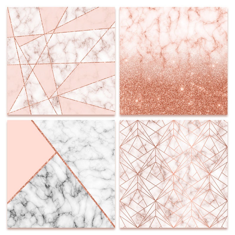Rose Gold and Marble Abstract Paper, Marble Textures, Rose Gold ...
