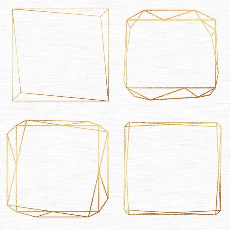 Gold Watercolor Frames Clipart Gold Frames Clip Art Gold - Etsy
