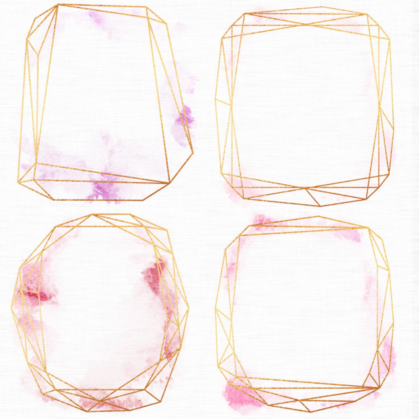 Gold and Pink Watercolor Frames, Gold Watercolour Frames Clipart, Gold ...