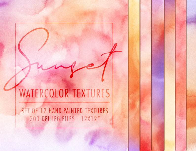 Sunset Watercolor Digital Paper Watercolor Paint Watercolor | Etsy