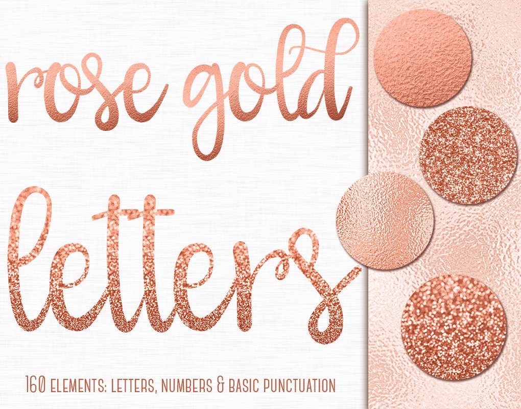 Rose Gold Alphabet Clipart Rose Gold Font Lower Case | Etsy