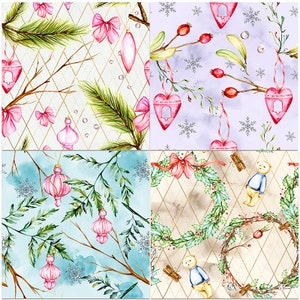 Christmas Seamless Patterns, Christmas Digital Paper Clipart, Christmas ...