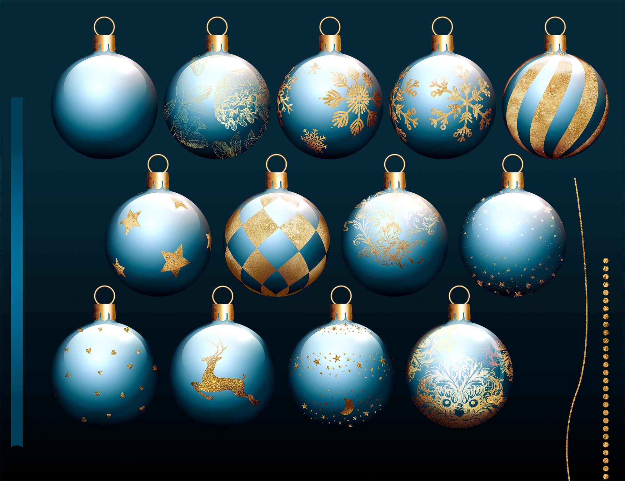 Christmas Baubles Clipart Blue Christmas Balls Winter - Etsy