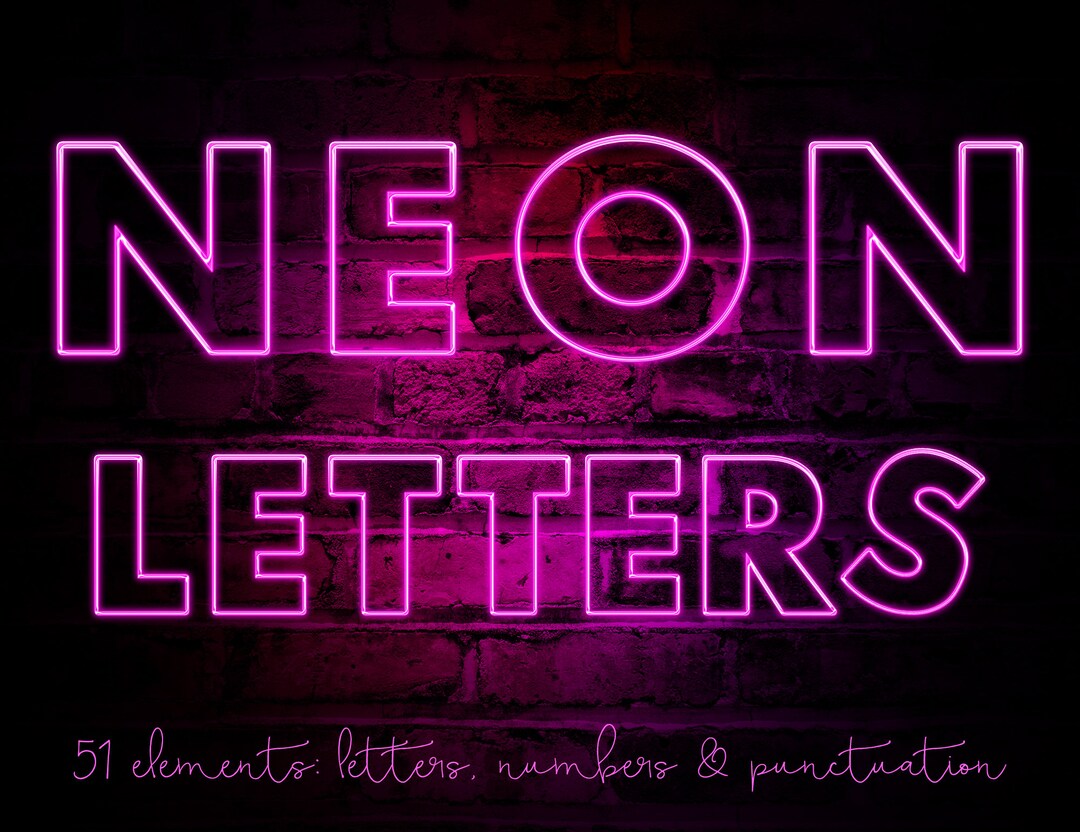 Neon Alphabet Clipart, Neon Letters, Neon Font Clipart, Pink Font, Pink ...