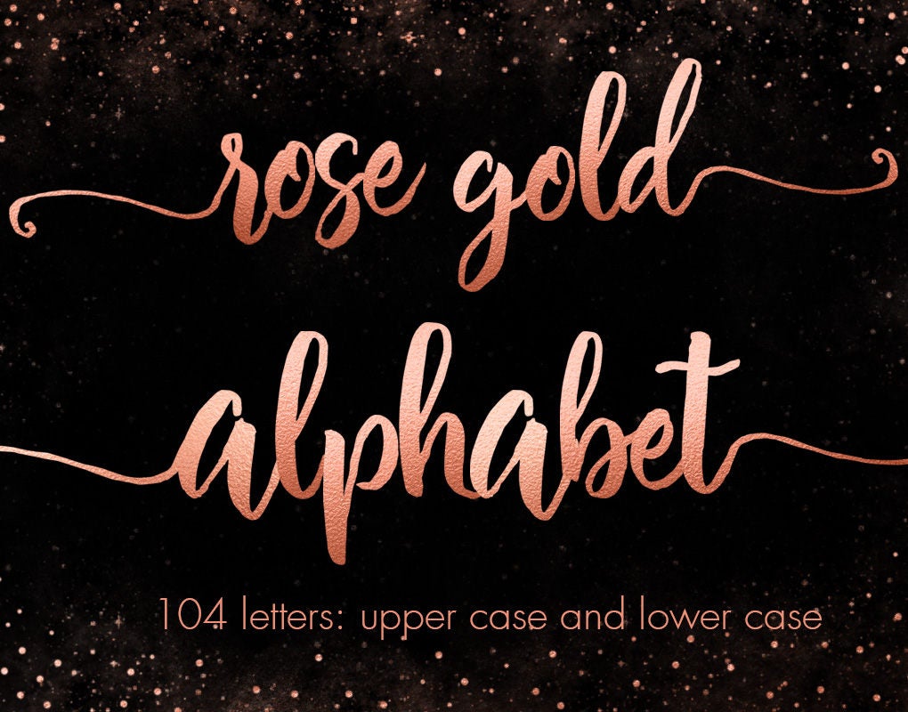 Rose Gold Letters Clipart Rose Gold Font Clipart Rose Gold - Etsy