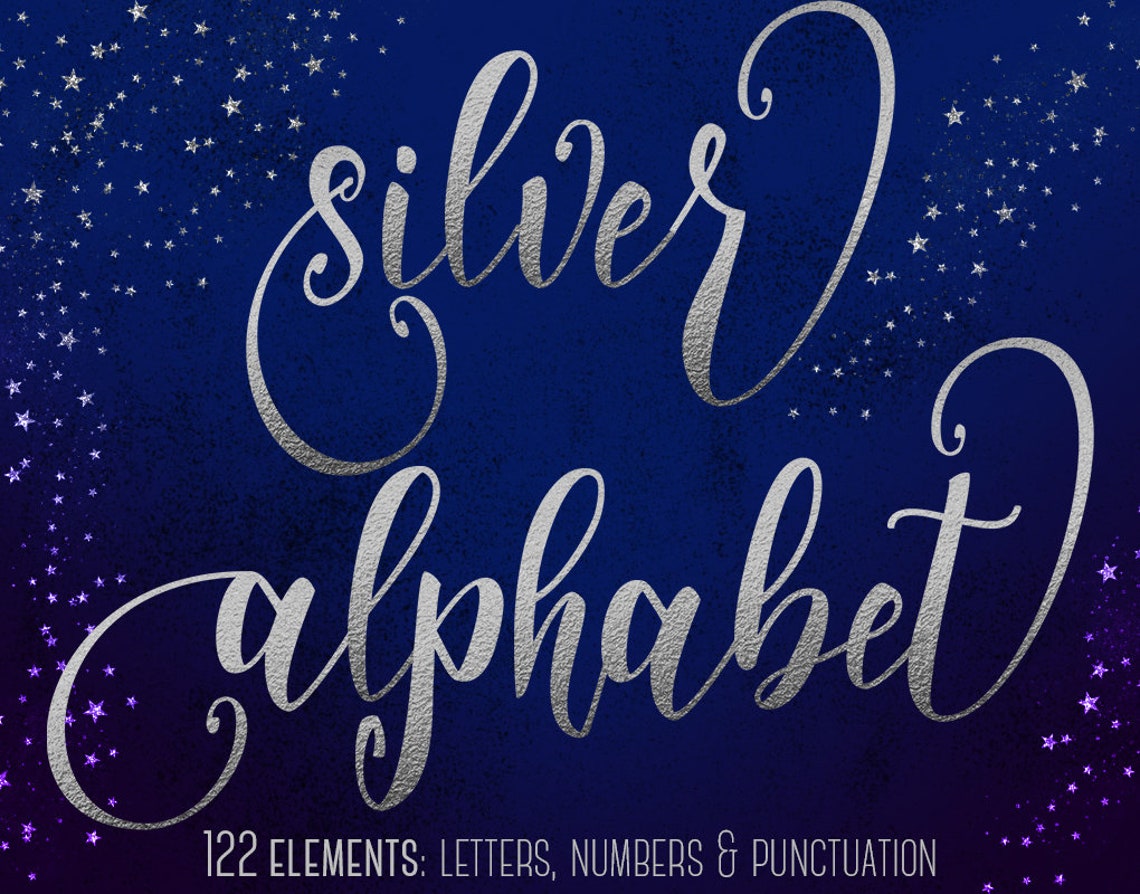 Silver Foil Alphabet Clipart Silver Font Silver Alphabet - Etsy
