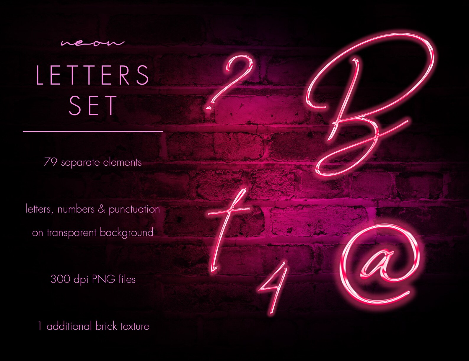 Pink Neon Alphabet Clipart Neon Letters Clipart Digital Neon | Etsy