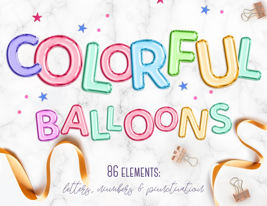 Rainbow Balloon Letters Clipart, Colorful Balloon Alphabet Clip Art ...