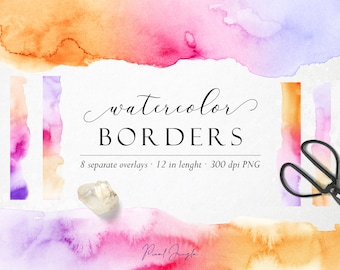 Rainbow Confetti Borders Clipart Rainbow Border Overlays - Etsy