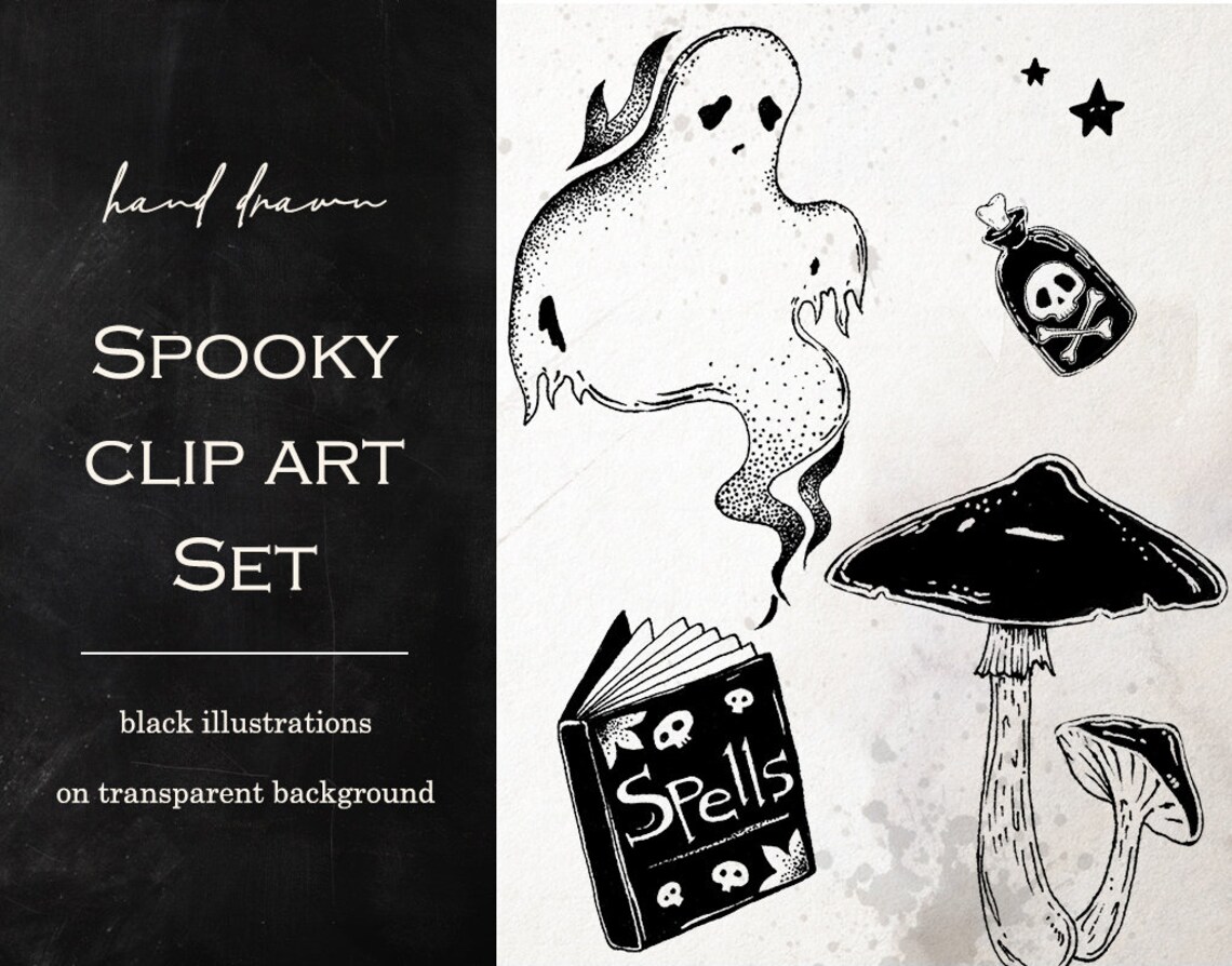 Halloween Ink Clipart Halloween Design Elements Black Hand | Etsy