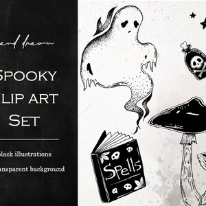 Halloween Ink Clipart, Halloween Design Elements, Black Hand Drawn ...