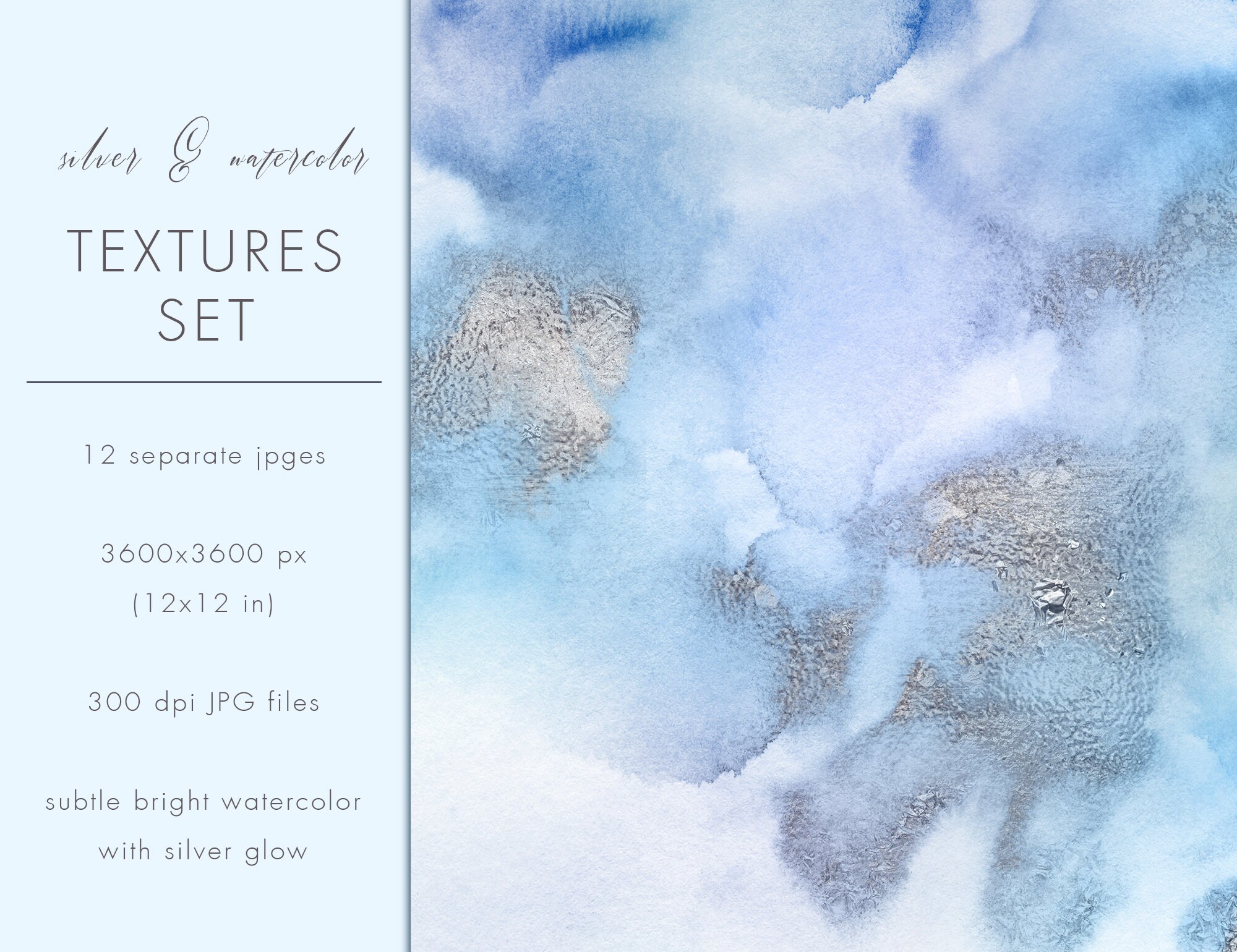 Silver watercolor digital paper pack Watercolor digital paper | Etsy