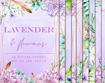 Lavender Digital Paper Pack 5x7 Paper Floral Papers Floral - Etsy