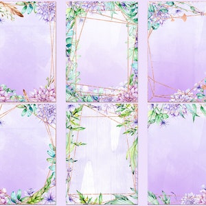 Lavender Digital Paper Pack, 5x7 Paper, Floral Papers, Floral Frames ...