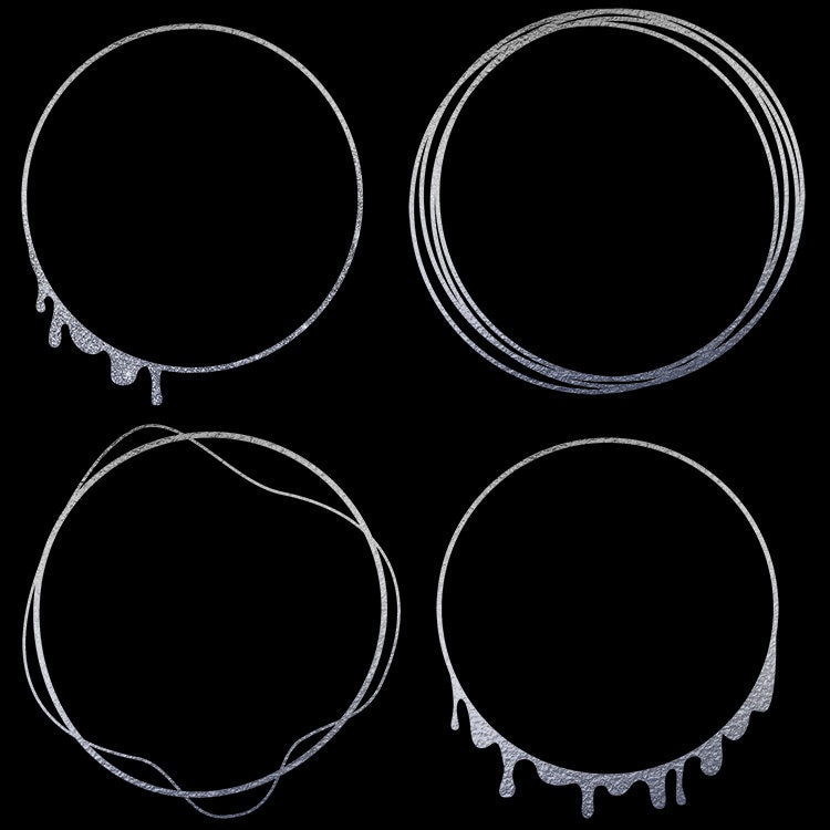Silver round frames clipart Silver circles clipart Circle | Etsy