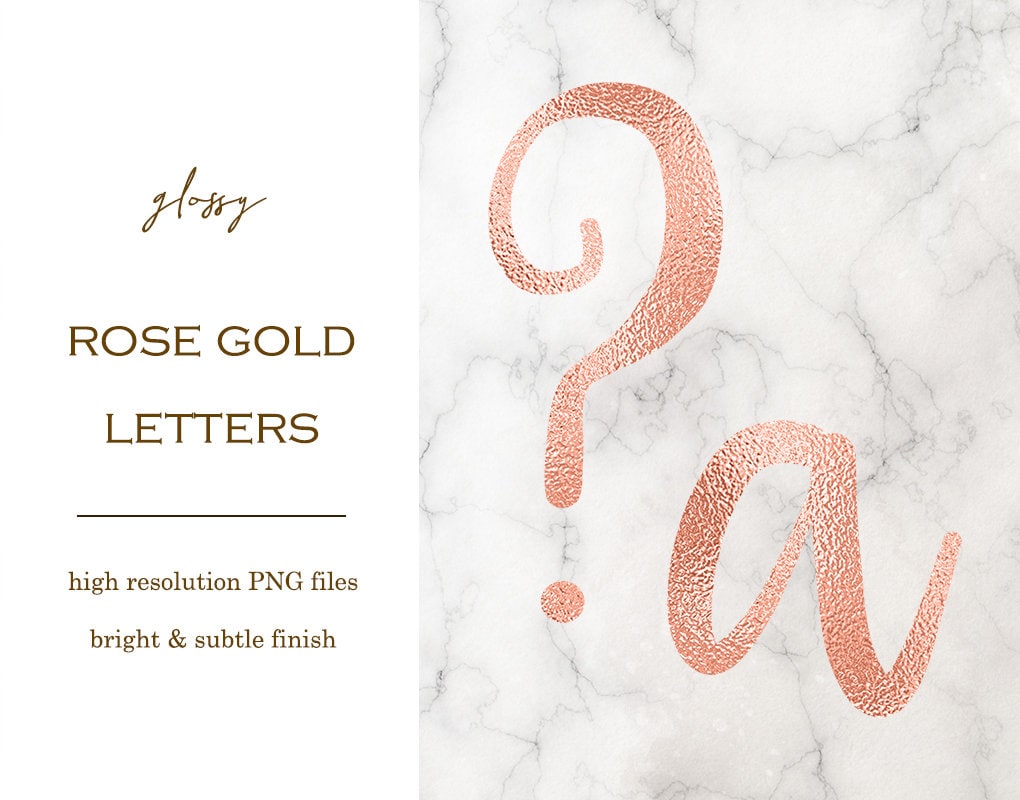 Rose Gold Font Rose Gold Alphabet Clipart Rose Gold Foil | Etsy