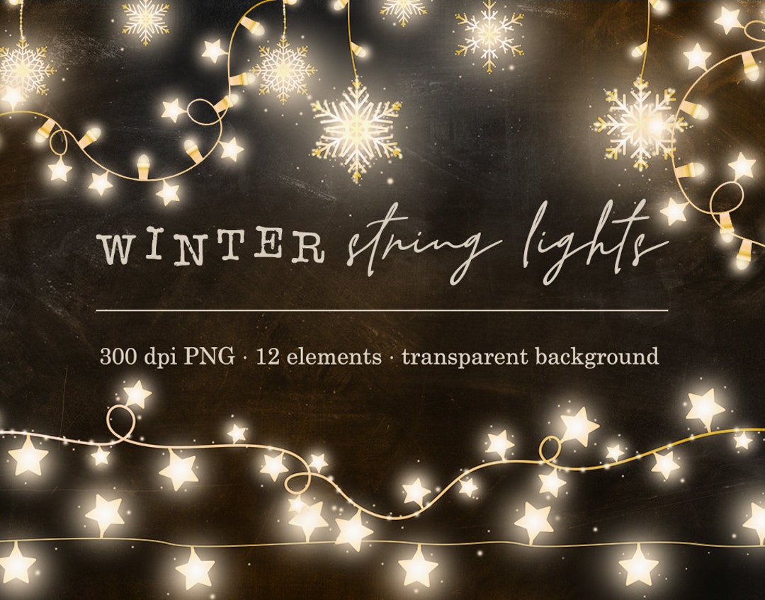 String Lights Overlays, Winter String Lights Clipart, Winter Lanterns ...