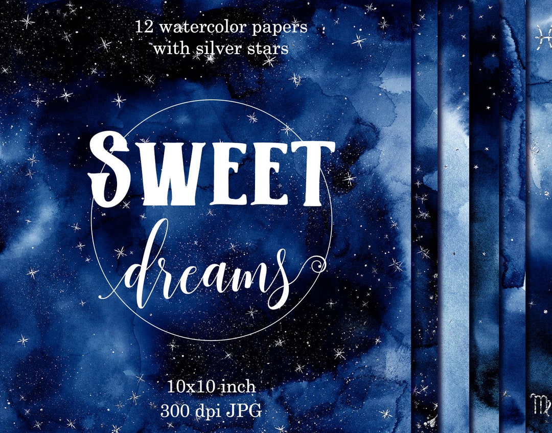 Deep Blue and Silver Digital Paper Clipart, Watercolor Digital Papers ...